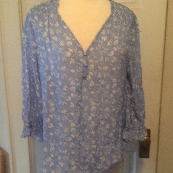 Zac & Rachel | Tops | Zac Rachel Cornflower Blue Blouse With Flowers ...